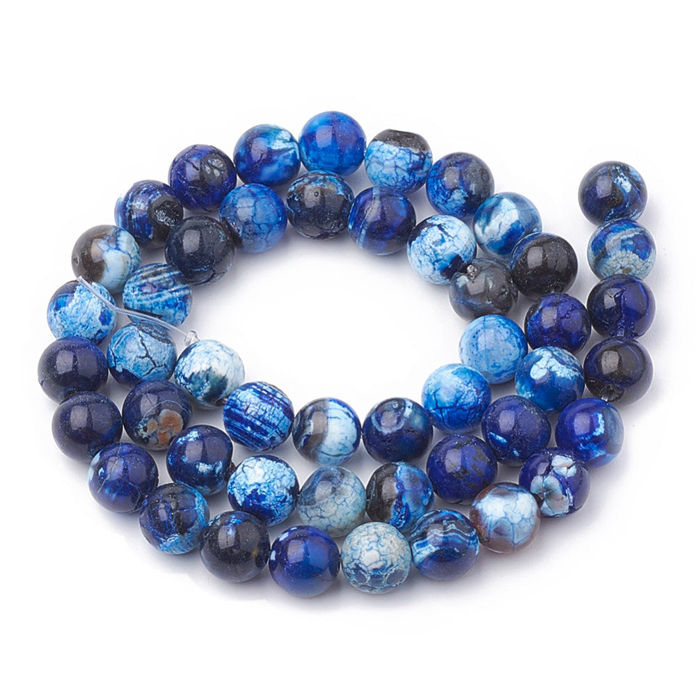 Crackle Agate Beads, Semi-Precious Stone, Dark Blue, 8mm – Bead Lot