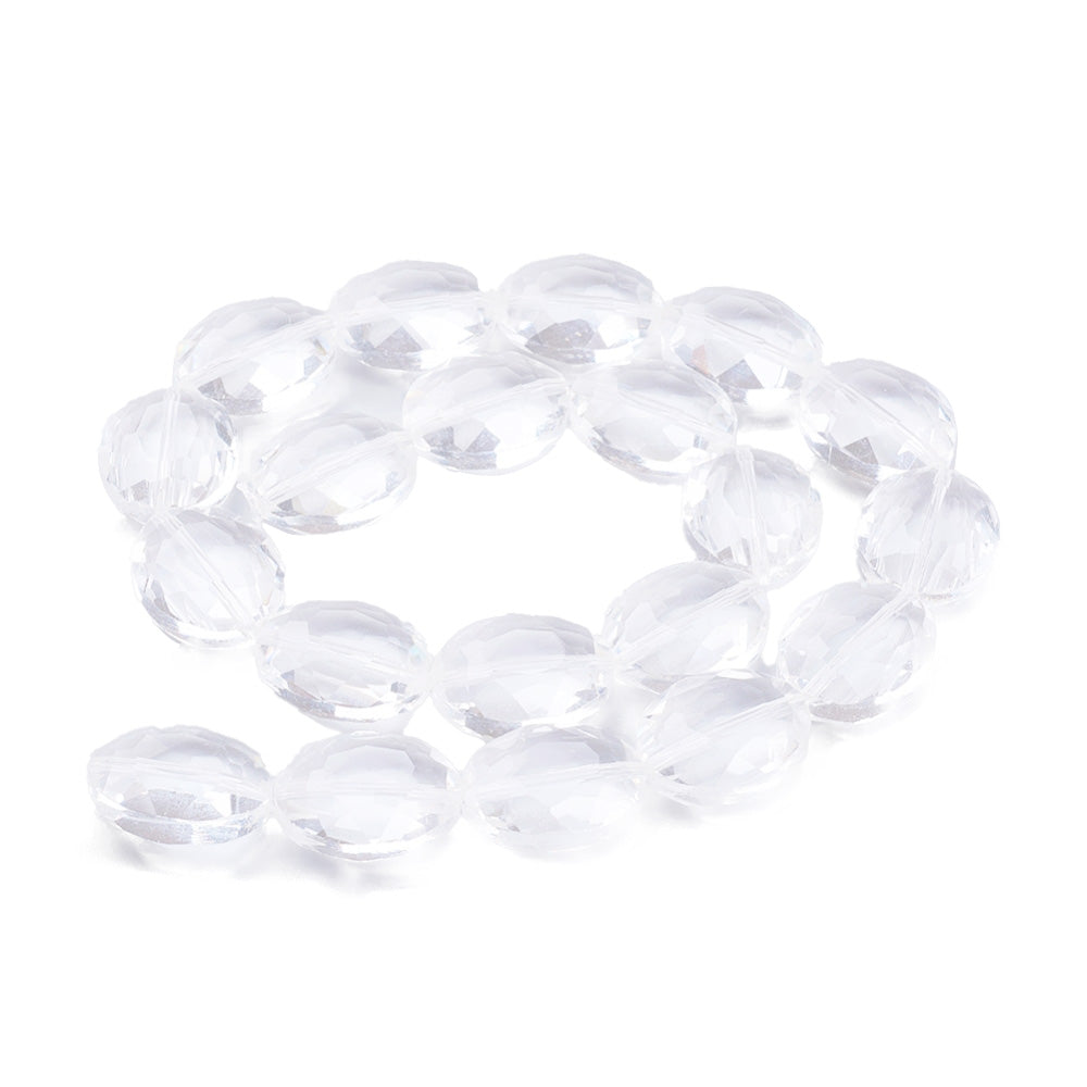 Faceted Oval Glass Crystal Beads, Clear, 20x16mm, 20pcs/strand – Bead Lot