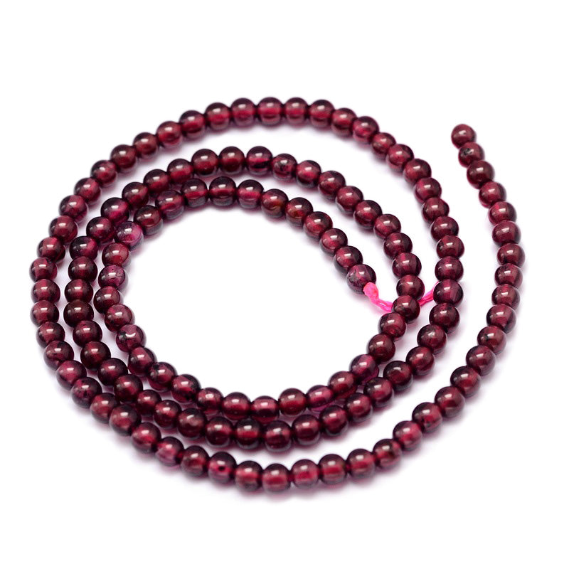 Garnet Beads, Semi-Precious Stone, Dark Red 4mm, 92pcs/strand – Bead Lot