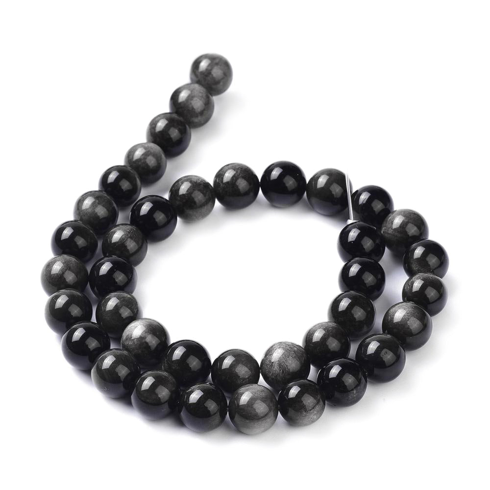 Silver Obsidian Beads, Semi-Precious Stone Beads – Bead Lot