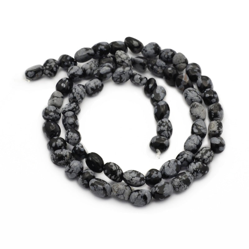 Snowflake Obsidian, Semi-Precious Stone Nuggets,5-7mm – Bead Lot