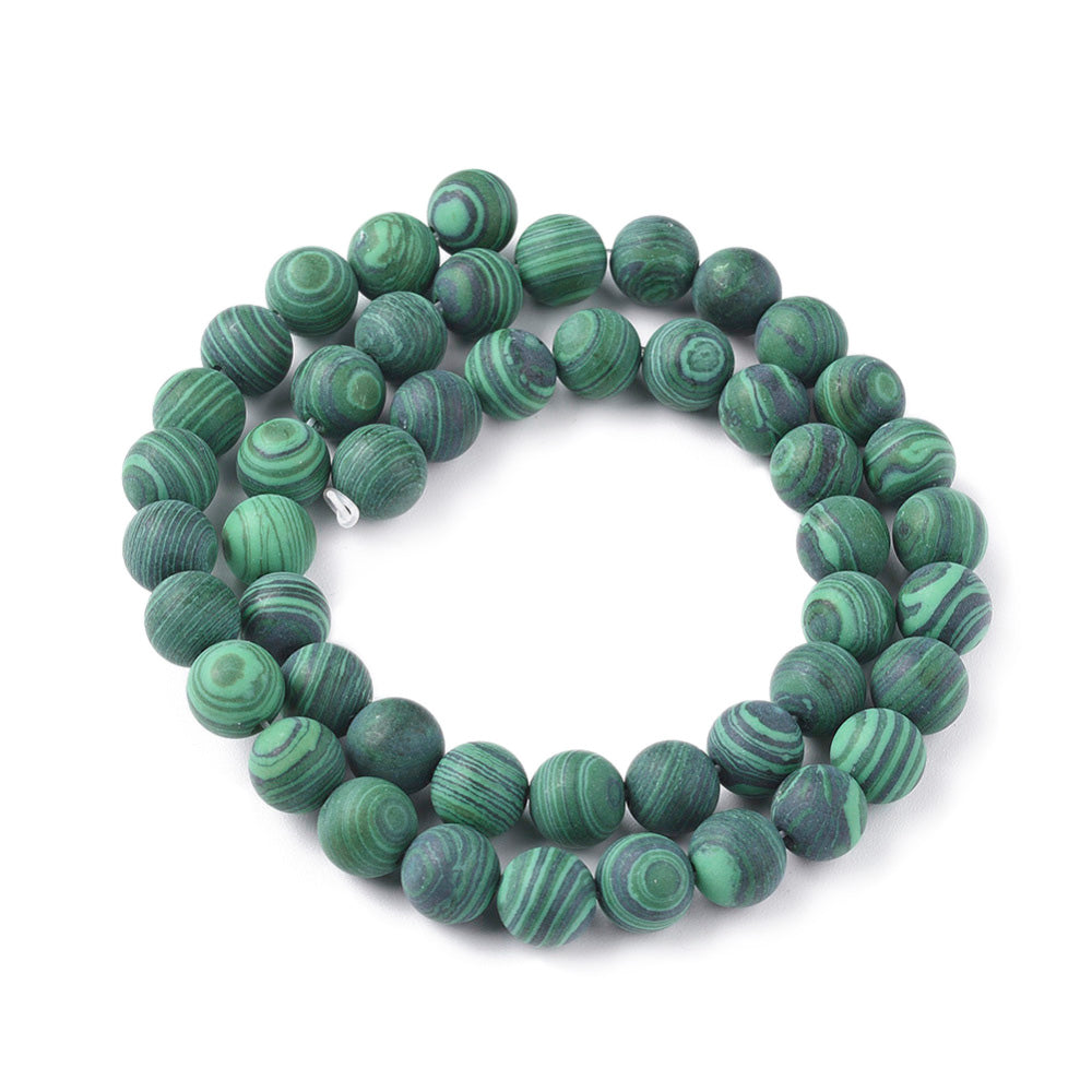 Synthetic Malachite Beads, Matte Semi-precious Stone, 8mm – Bead Lot