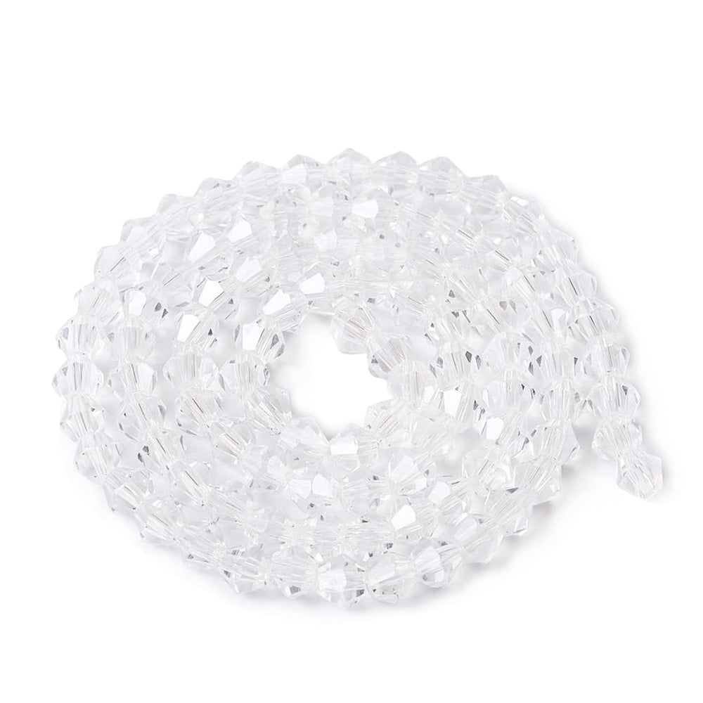 Bicone Glass Crystal Beads, Faceted, Clear Color, 4mm – Bead Lot